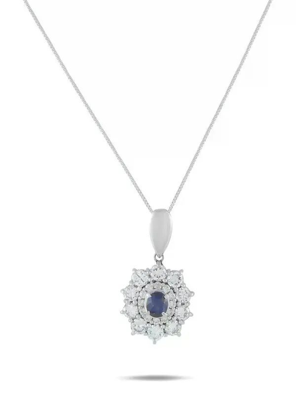 LB EXCLUSIVE Diamond And Sapphire Pendant Necklace - Silver