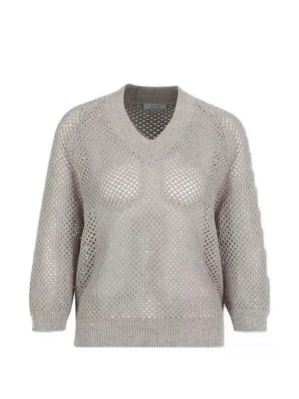 Peserico Open-knit V-neck Sweater