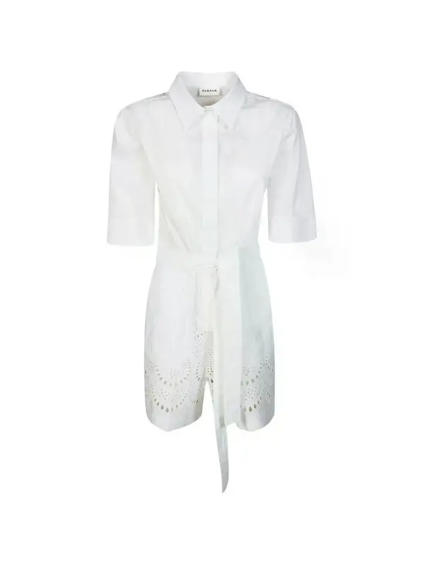 P.a.r.o.s.h Belted Eyelet Playsuit - White