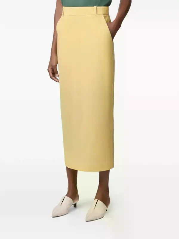 TOD'S Midi Skirt With Pocket Detail - Yellow