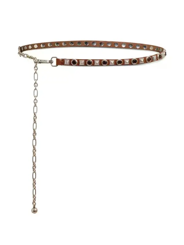Etro Studded Leather Belt - Brown