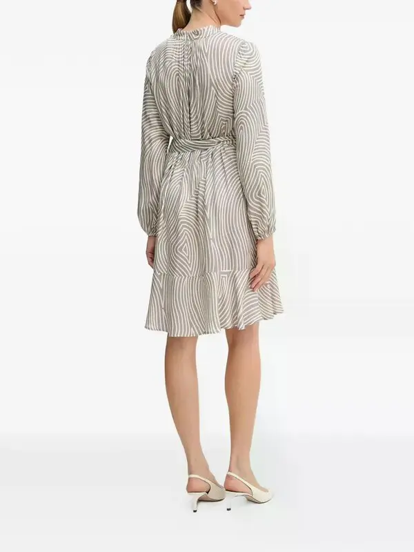 MARC AUREL Striped Tie Belt Dress