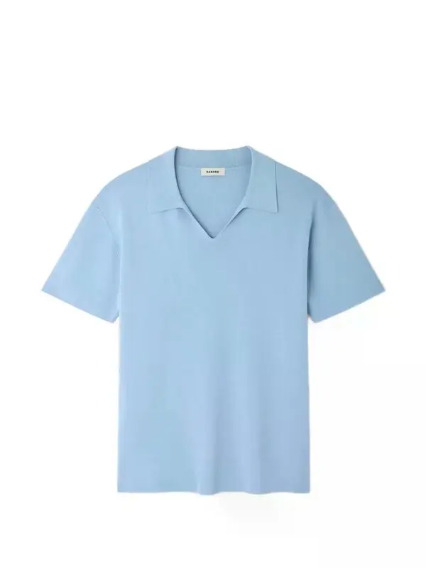 Sandro Stretch Knit Polo Shirt - Blue