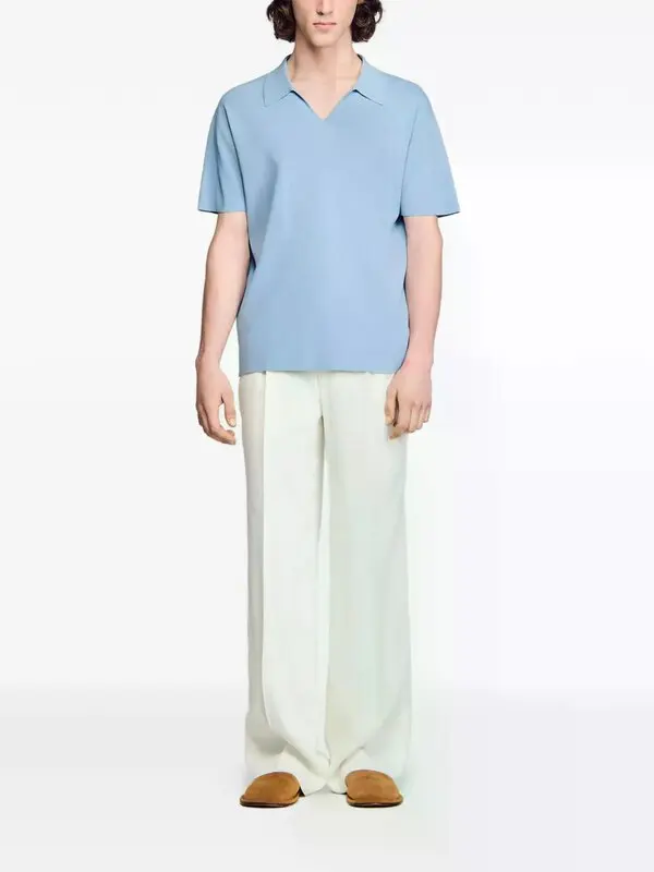 Sandro Stretch Knit Polo Shirt - Blue