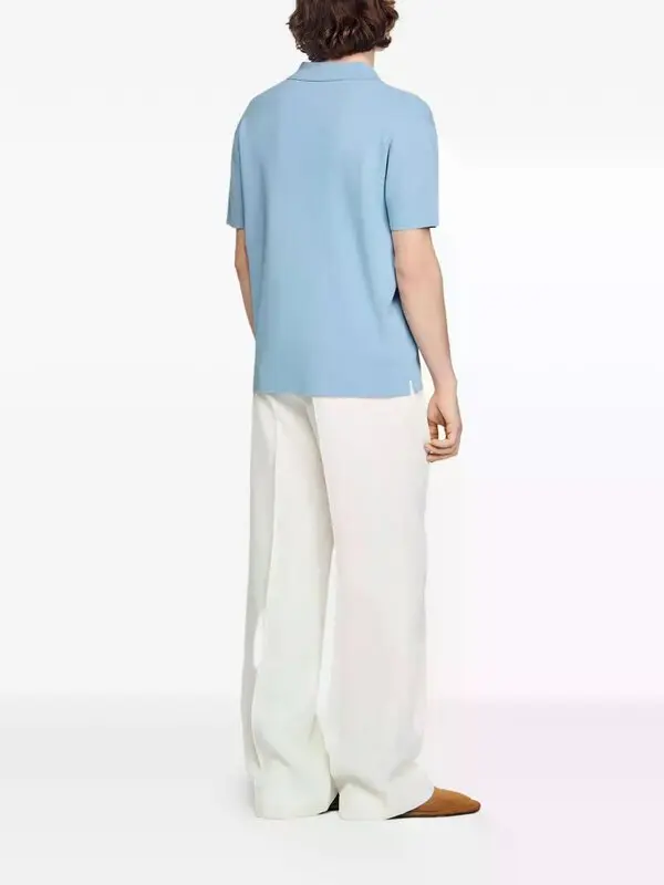 Sandro Stretch Knit Polo Shirt - Blue