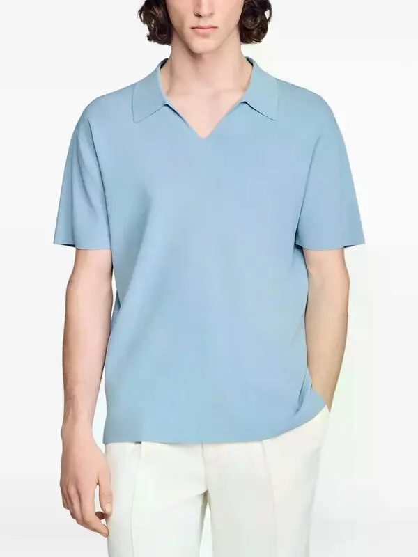 Sandro Stretch Knit Polo Shirt - Blue