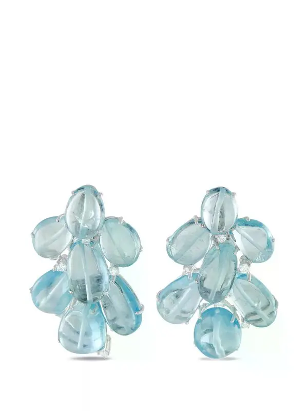 LB EXCLUSIVE Diamond And Aquamarine Earrings - Silver