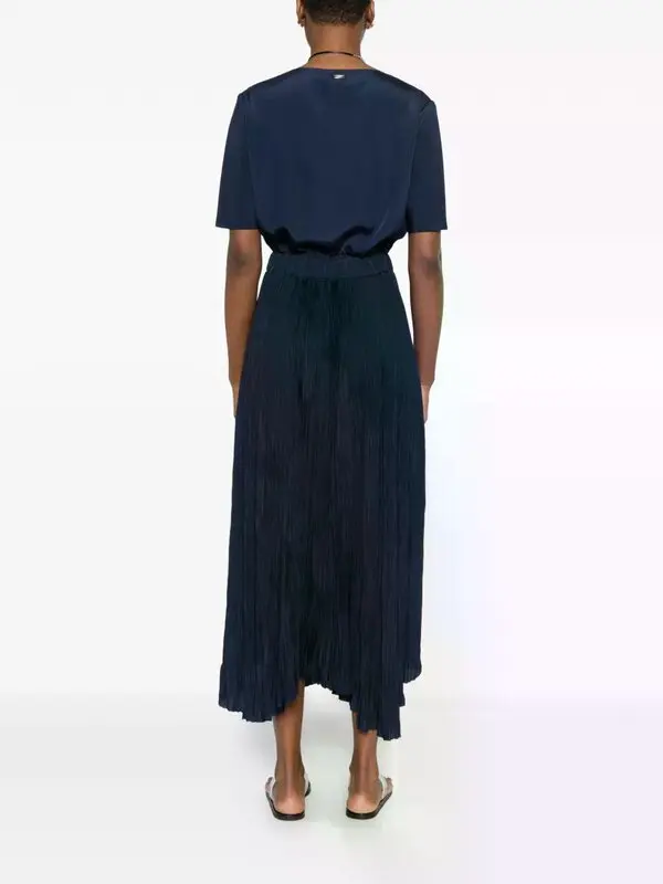 Herno Pleated V-neck Midi Dress