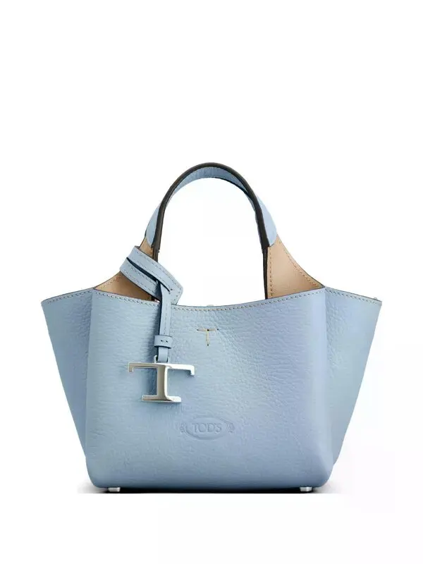 TOD'S Textured Tote Bag With Logo Pendant
