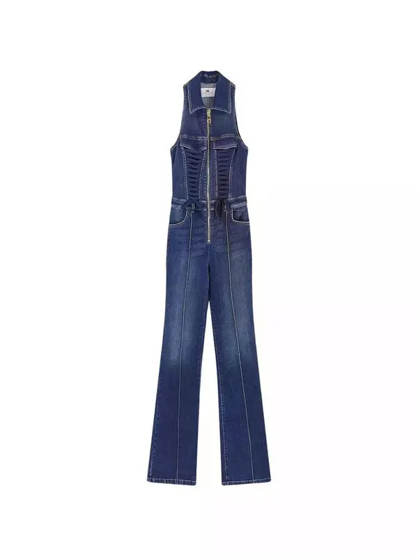 Elisabetta Franchi Sleeveless Denim Jumpsuit - Blue