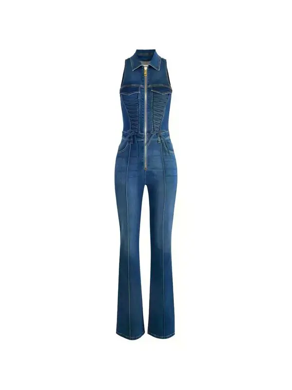 Elisabetta Franchi Sleeveless Denim Jumpsuit - Blue