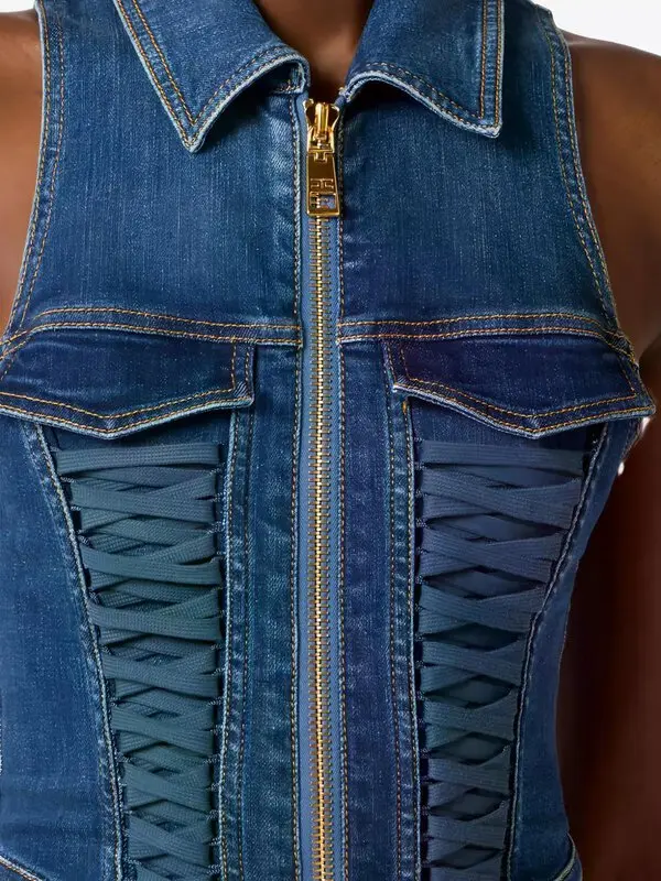 Elisabetta Franchi Sleeveless Denim Jumpsuit - Blue