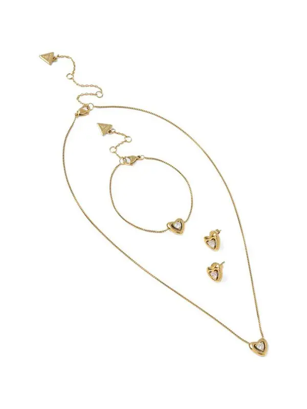 Guess Heart-pendant Necklace Set - Gold