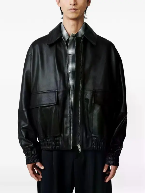Studio Nicholson Piston Zip-up Leather Jacket