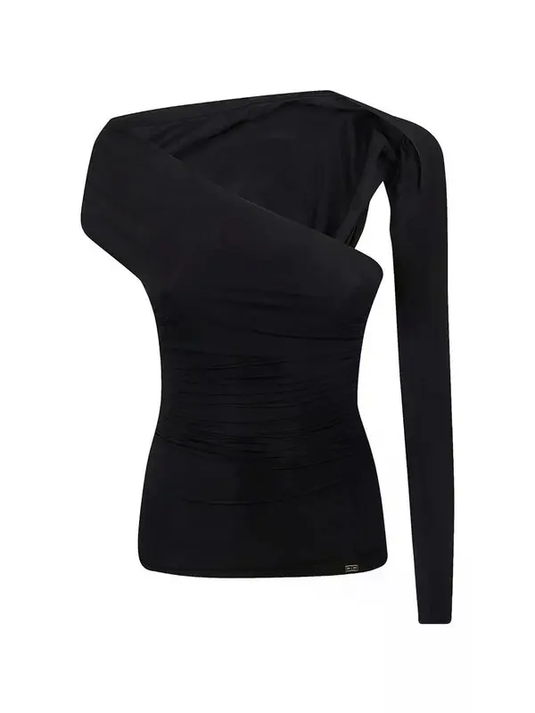 Elisabetta Franchi One-shoulder Draped Top - Black