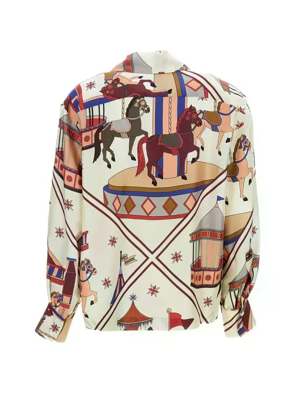 Alberto Biani Printed Silk Blouse With Scarf