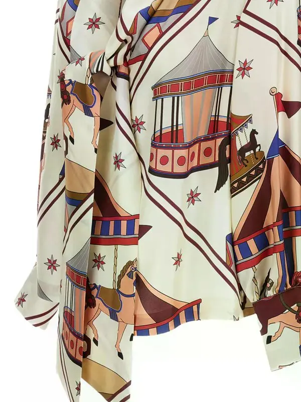 Alberto Biani Printed Silk Blouse With Scarf