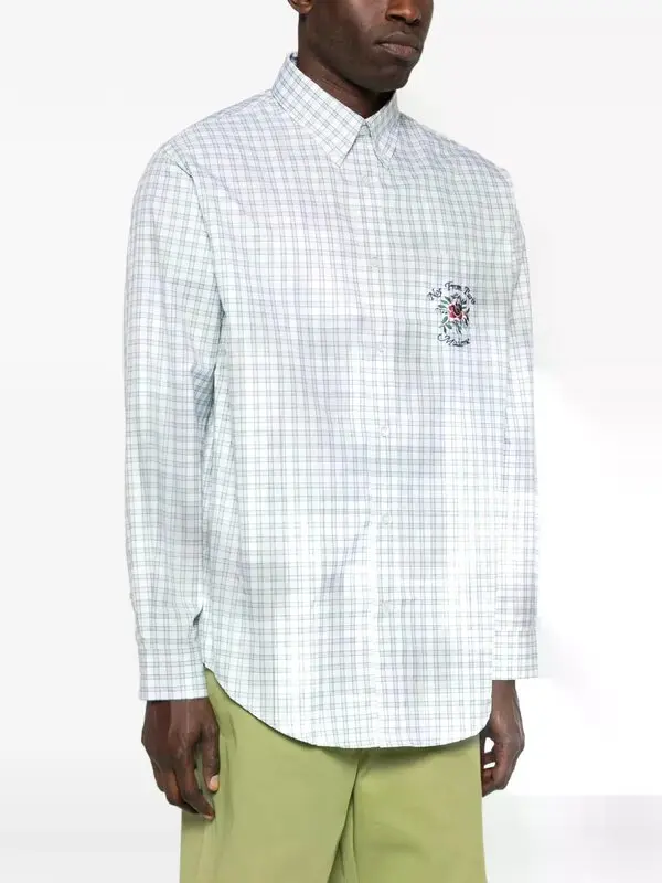 Drole De Monsieur Checked-pattern Logo-embroidery Shirt