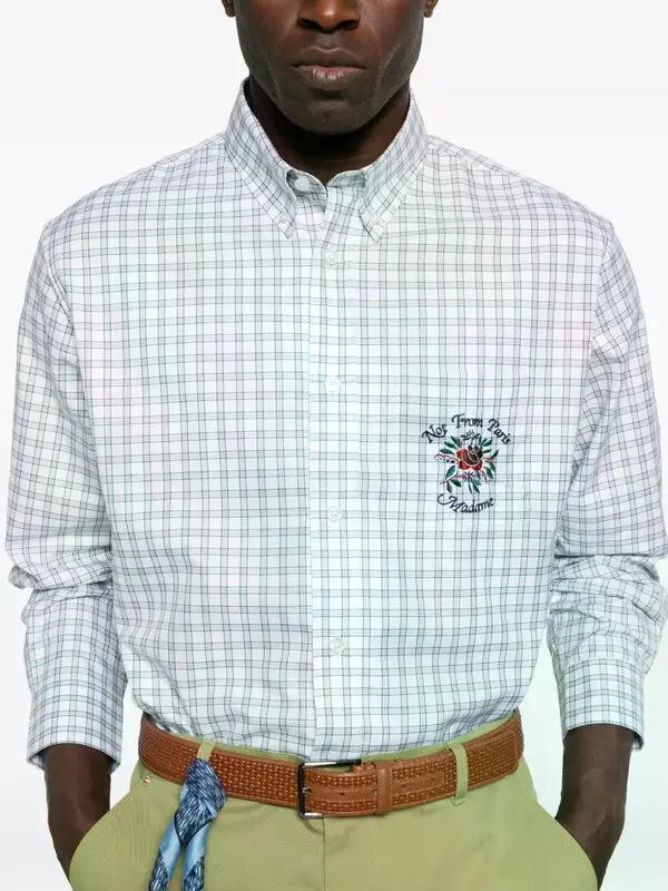 Drole De Monsieur Checked-pattern Logo-embroidery Shirt