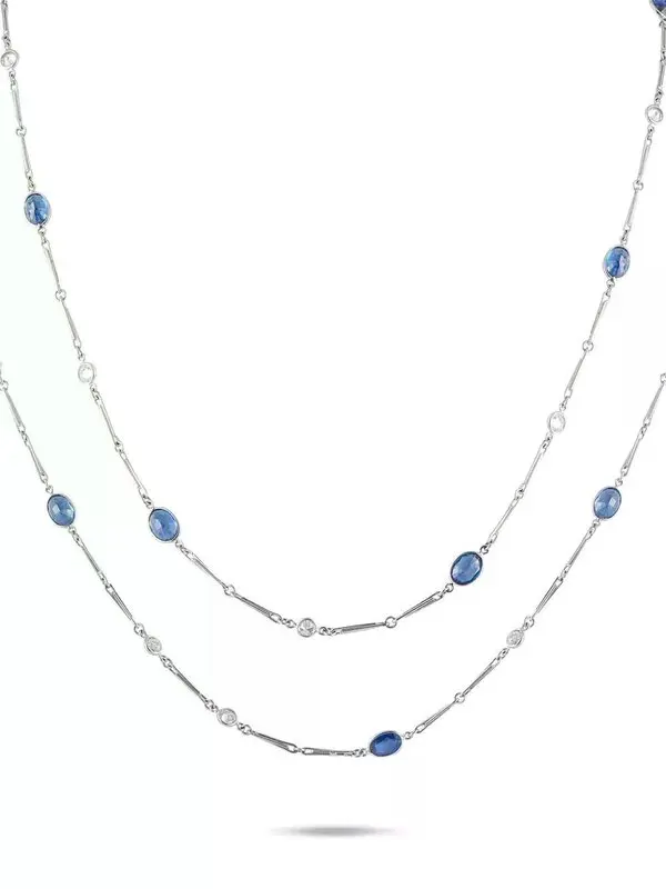 LB EXCLUSIVE Platinum, Diamond, And Sapphire Necklace - Silver