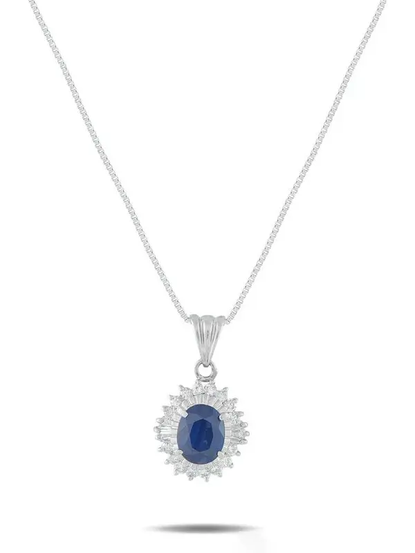 LB EXCLUSIVE Diamond And Sapphire Pendant Necklace - Silver