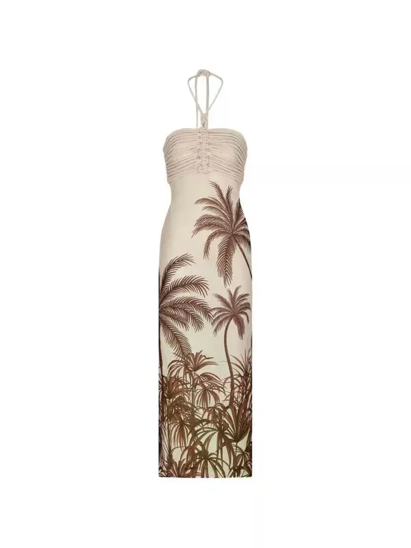 ANDRES OTALORA Printed Ruched Midi Dress