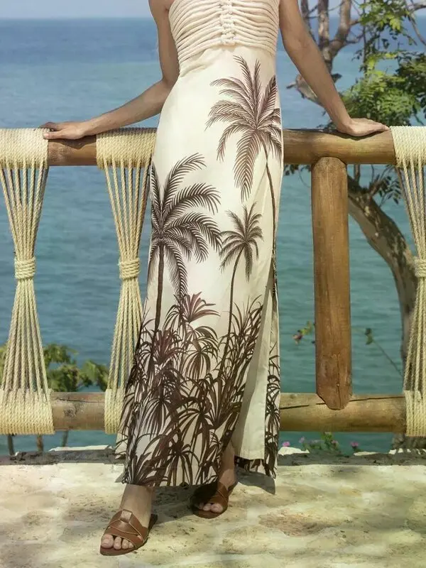 ANDRES OTALORA Printed Ruched Midi Dress