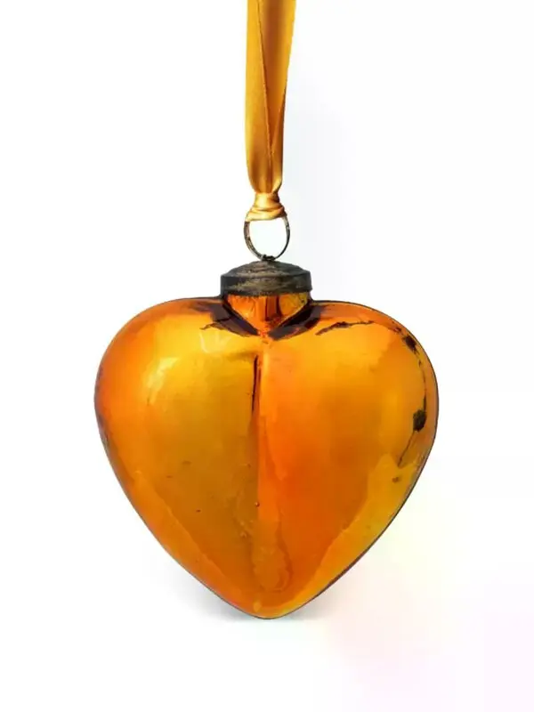 PIP STUDIO Glass Heart Yellow Ornament - Orange
