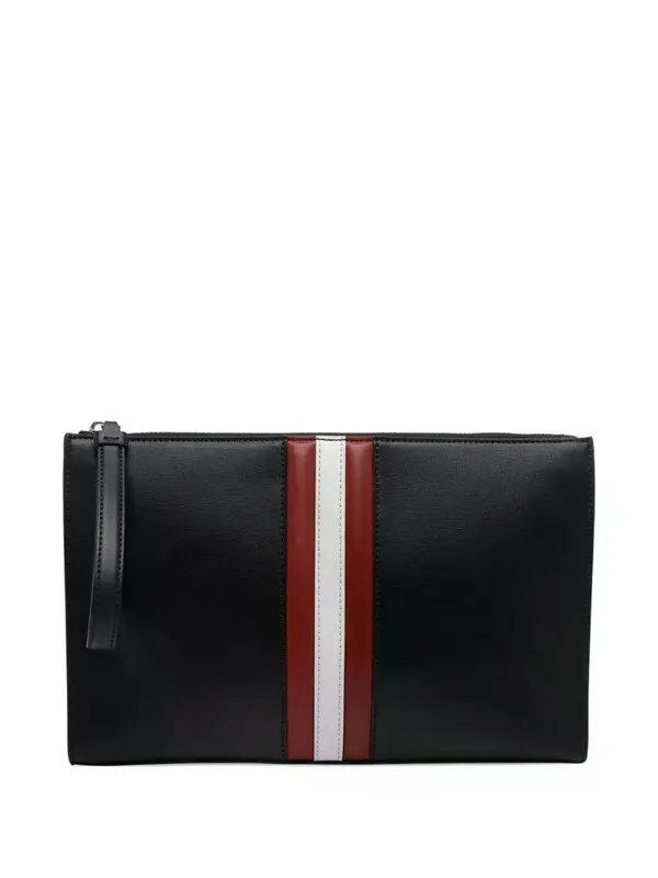 Bally Large Mythos Striped Zip Clutch - Black
