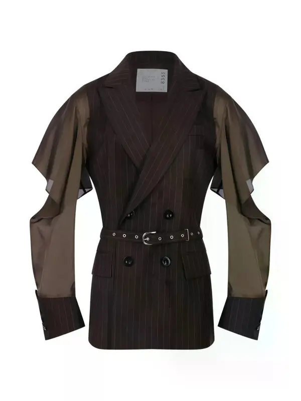 Sacai Belted Jacket - Brown