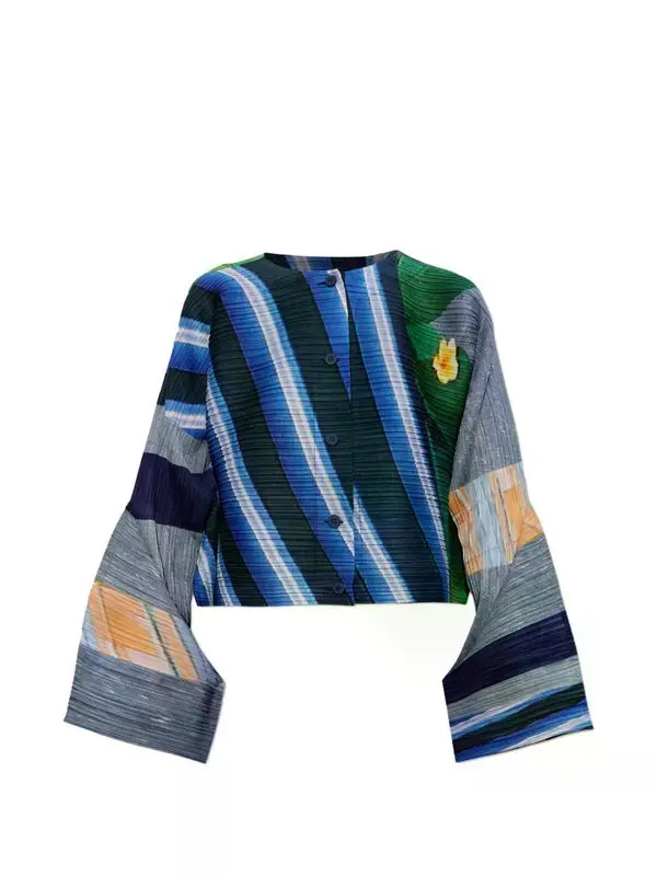 Issey Miyake Striped Pleated Cardigan
