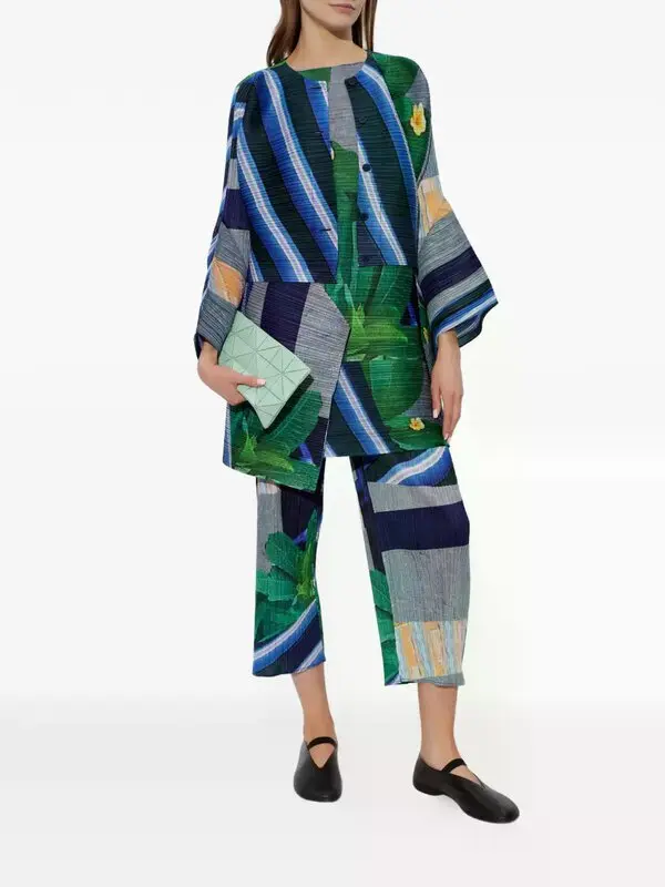 Issey Miyake Striped Pleated Cardigan