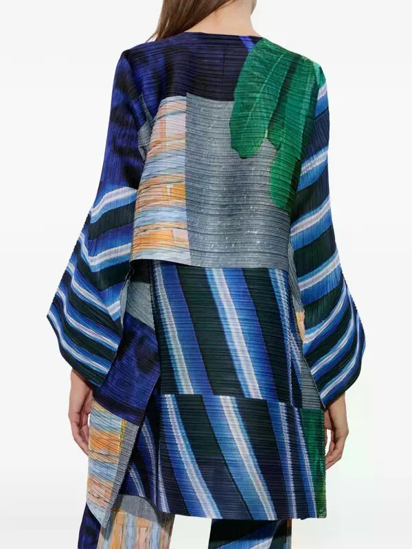 Issey Miyake Striped Pleated Cardigan