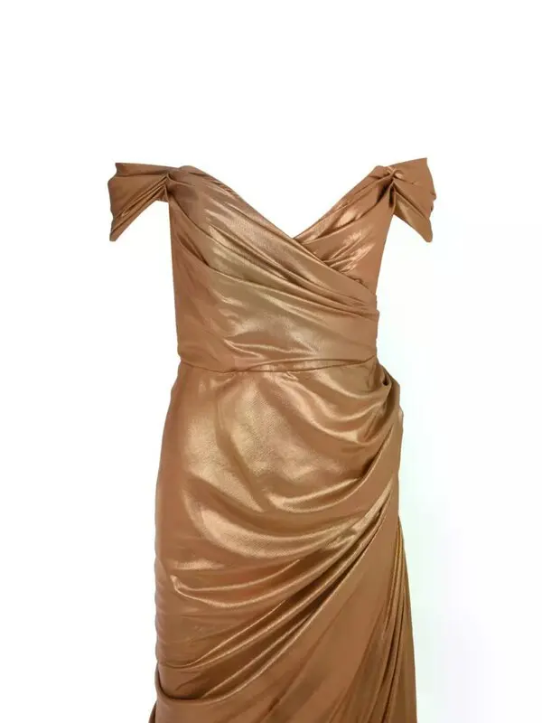 RHEA COSTA Gaia Draped Maxi Dress - Brown