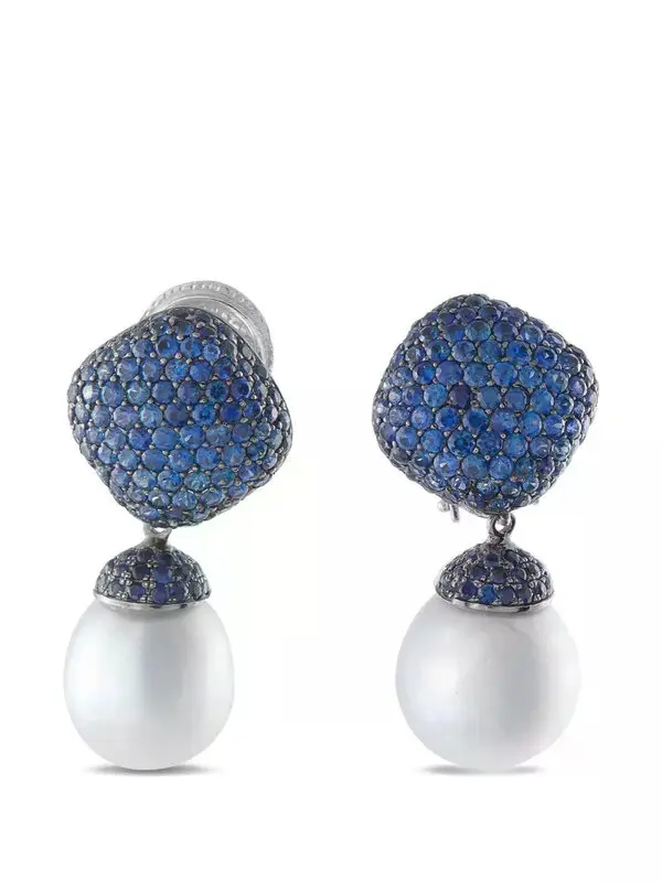 YVEL Sapphire And Pearl Earrings - Silver