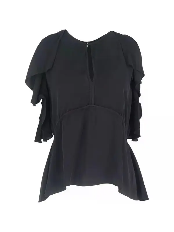 Theory Ruffled Cold Shoulder Blouse