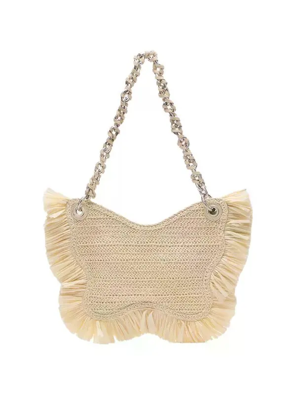 Blumarine Butterfly Raffia Shoulder Bag