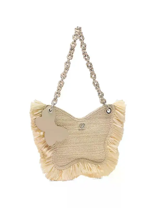 Blumarine Butterfly Raffia Shoulder Bag
