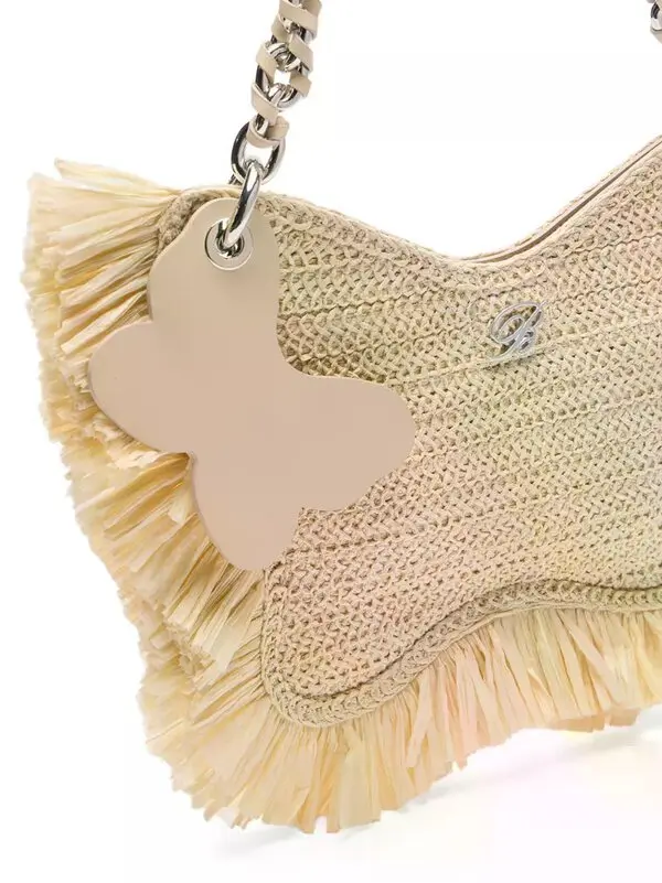 Blumarine Butterfly Raffia Shoulder Bag