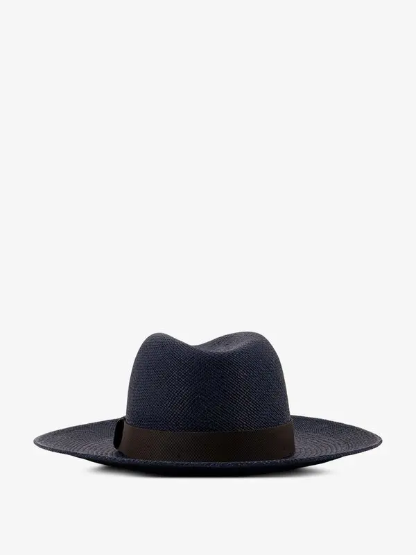 Brunello Cucinelli Raffia Fedora Hat With Monili Detail - Blue