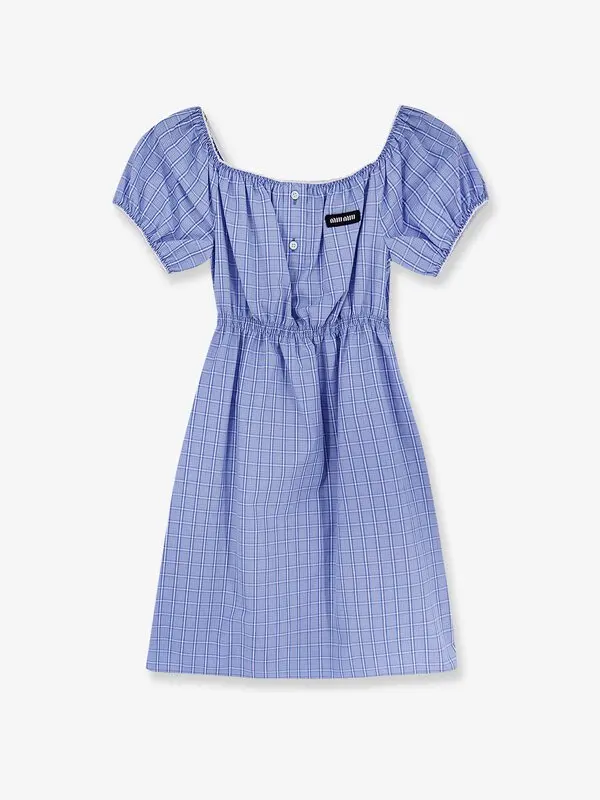 Miu Miu Madras Cotton Mini Dress
