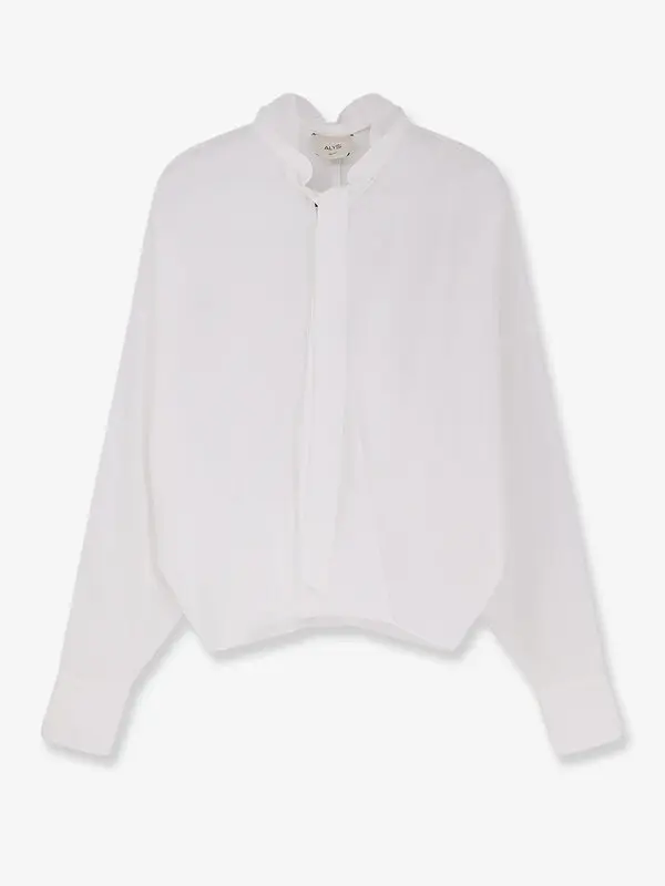 ALYSI Cotton Shirt With Bow Detail - White