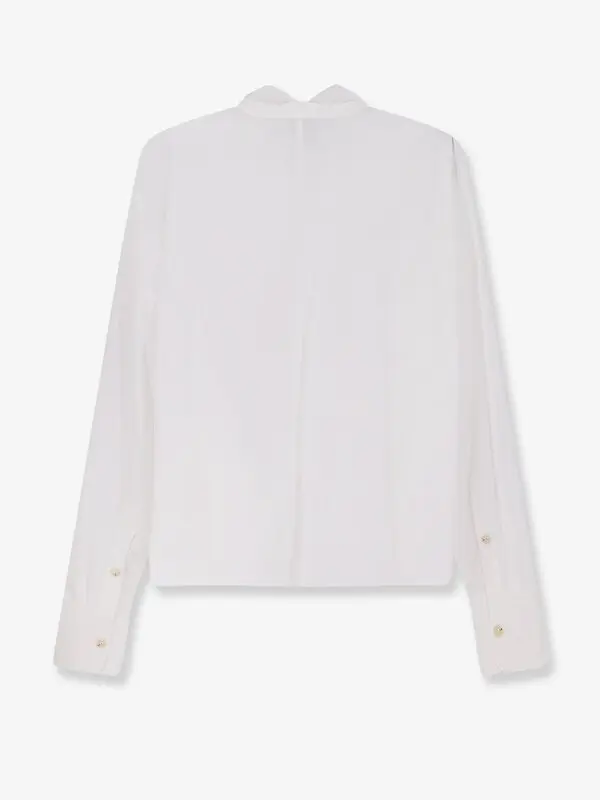 ALYSI Cotton Shirt With Bow Detail - White
