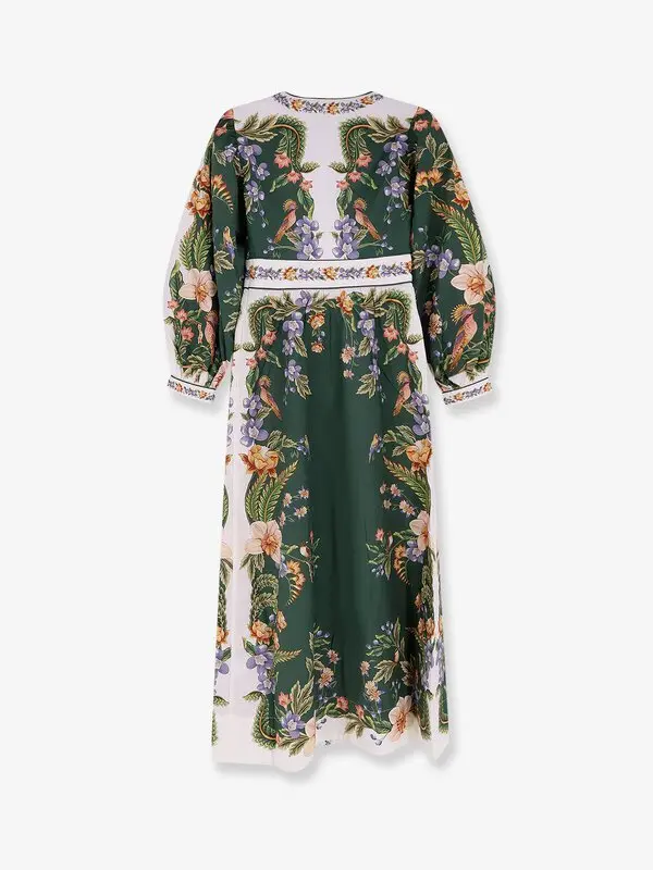 Farm Rio Long Cotton Floral Print Dress