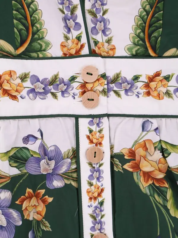 Farm Rio Long Cotton Floral Print Dress