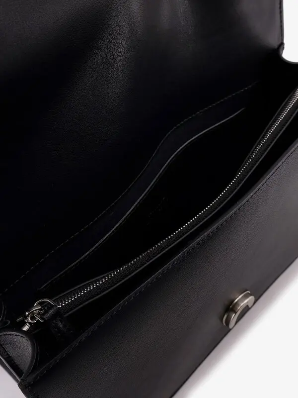 Pinko Love One Leather Shoulder Bag With Metal Detail - Black