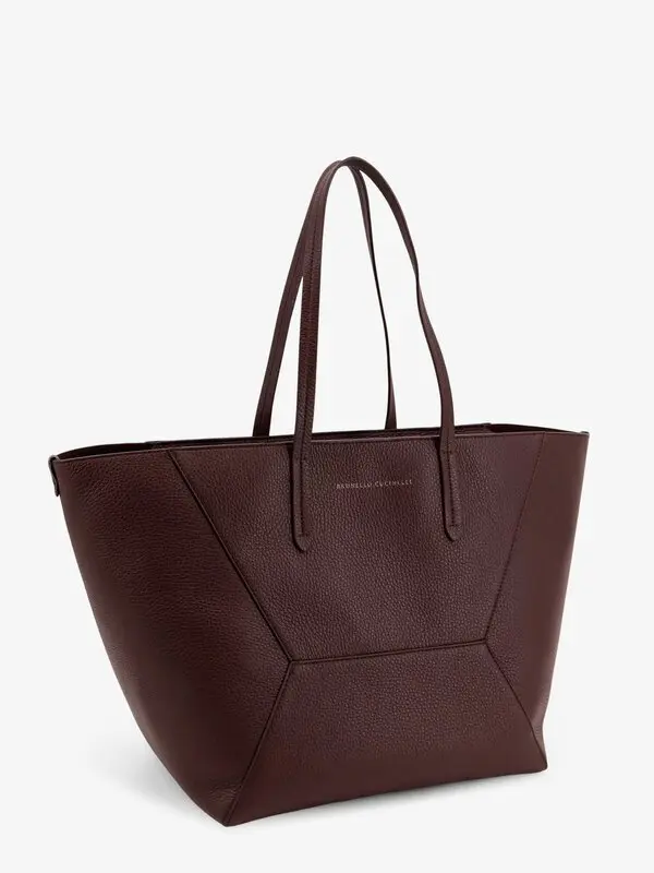 Brunello Cucinelli Hammered Leather Shoulder Bag - Brown