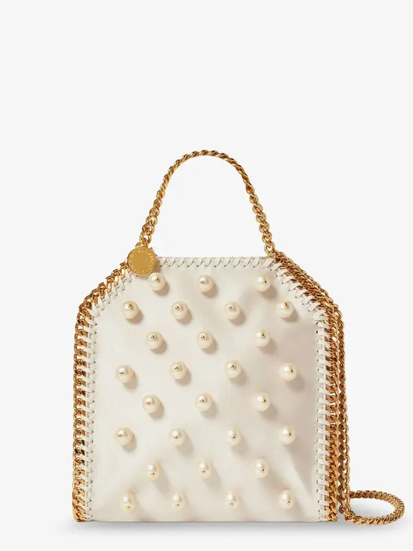 Stella McCartney Falabella Satin Crossbody Bag With Vegan Pearl Detail - White