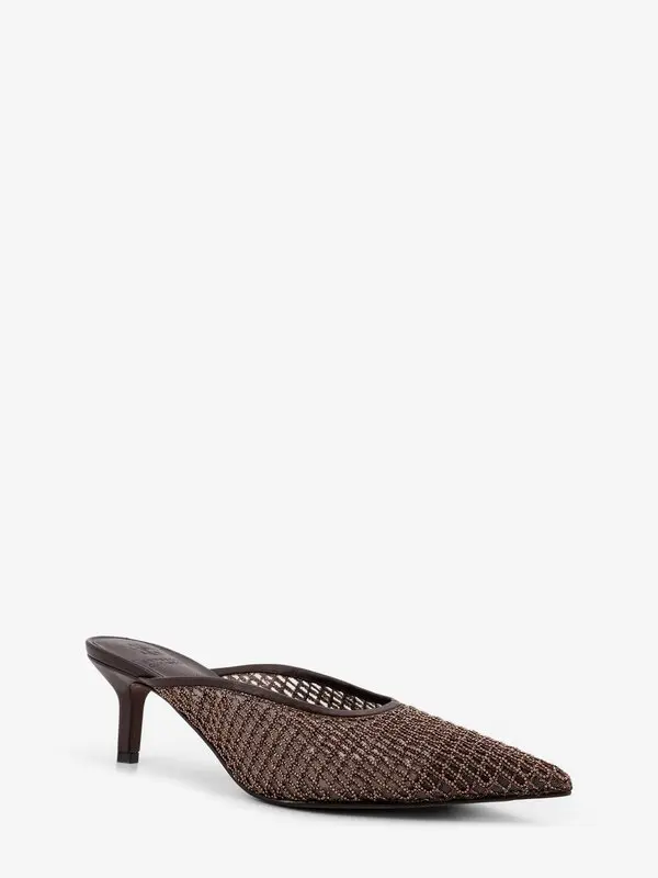 Brunello Cucinelli Leather Mules With Monili Detail