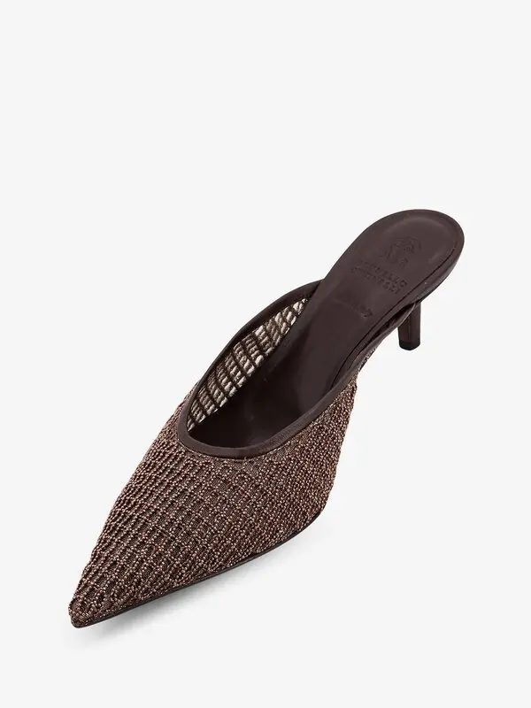 Brunello Cucinelli Leather Mules With Monili Detail